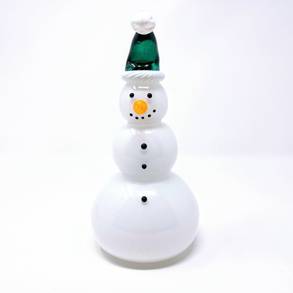 Blown Glass Snowperson with Jade Green Cap – The Glass Orchard