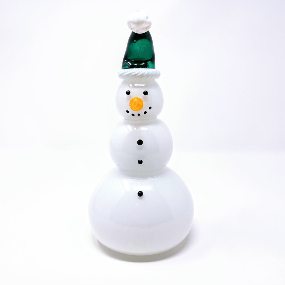 Blown Glass Snowperson with Jade Green Cap – The Glass Orchard